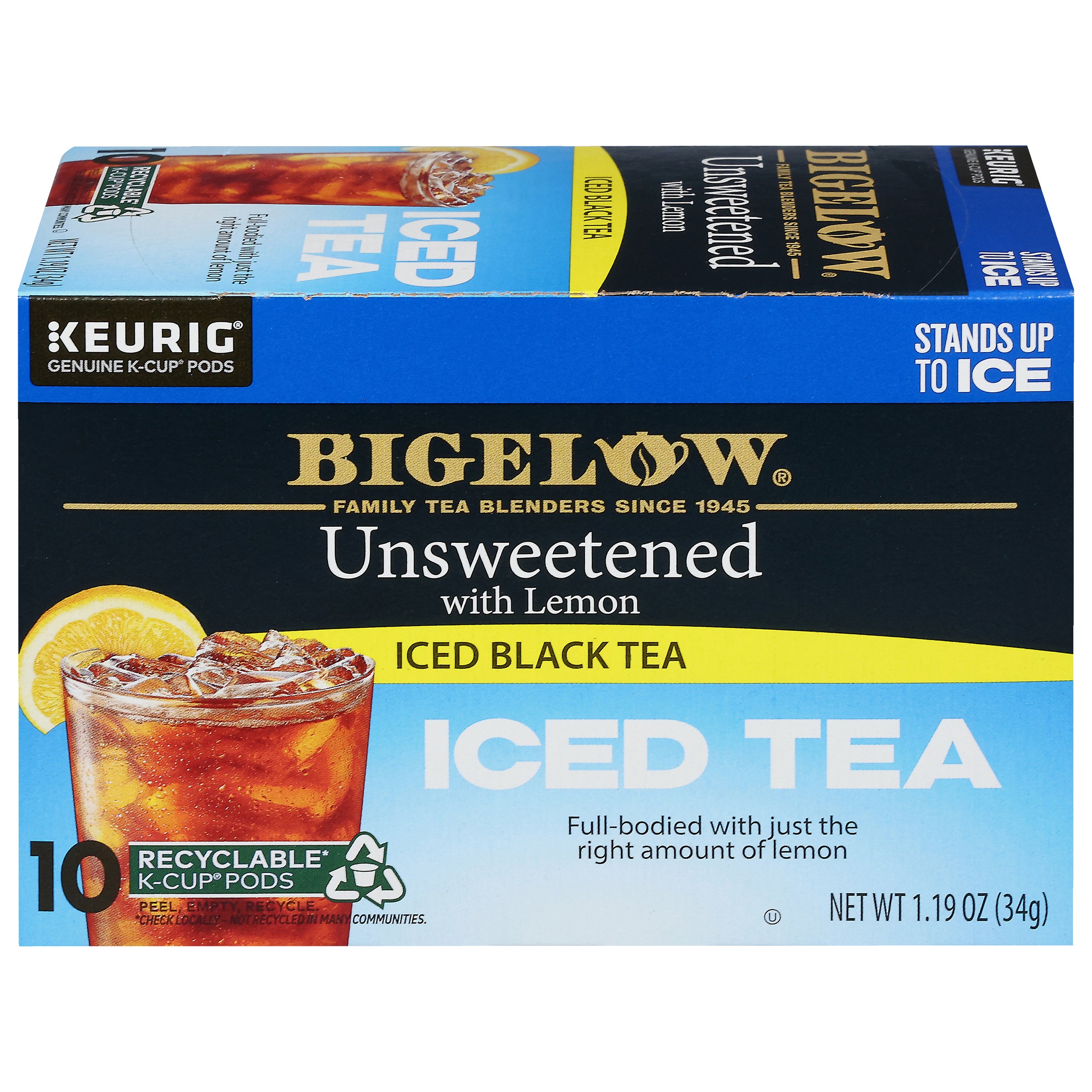 Bigelow Unsweetened Black Iced Tea with Lemon Brew Over Ice K-Cup® Pods ...